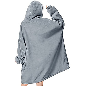 American Trends Wearable Blanket Oversized Blanket Hoodie Comfy Hooded Blanket Snuggies for Women Men Sweatshirt with Big Pockets Grey One Size