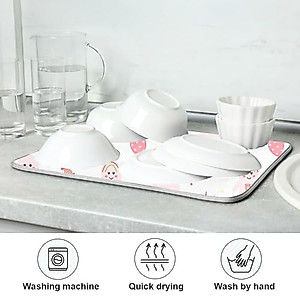 Cute Pink Ghosts Webs Pumpkins Spiders Skulls Drying Dish Mat Dish Mat Drying 18 X 24 Dish Drainer Mat For Kitchen Counter Dry Matt Air Fryer Heat Resistant Mat Dish Drying Mat Xl Microfiber