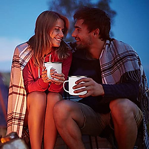 Mimorou 12 Pack Sublimation White Blanks Enamel Coffee Mug Set,12 oz Camping Outdoor Tea Camp Drinking Cups Travel Metal Skinny Mug with Silver Rim for Camping Picnic Office Home Use