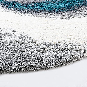 Rugs.com Soft Touch Shag Collection Round Rug – 8 Ft Round Turquoise Shag Rug Perfect for Kitchens, Dining Rooms