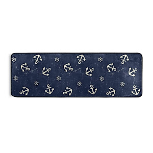 ALAZA Vintage Navy Anchor and Steering Wheel Runner Area Rug Non Slip Floor Mat for Hallway Entryway Living Room Bedroom Dorm Home Decor 72x24 inches