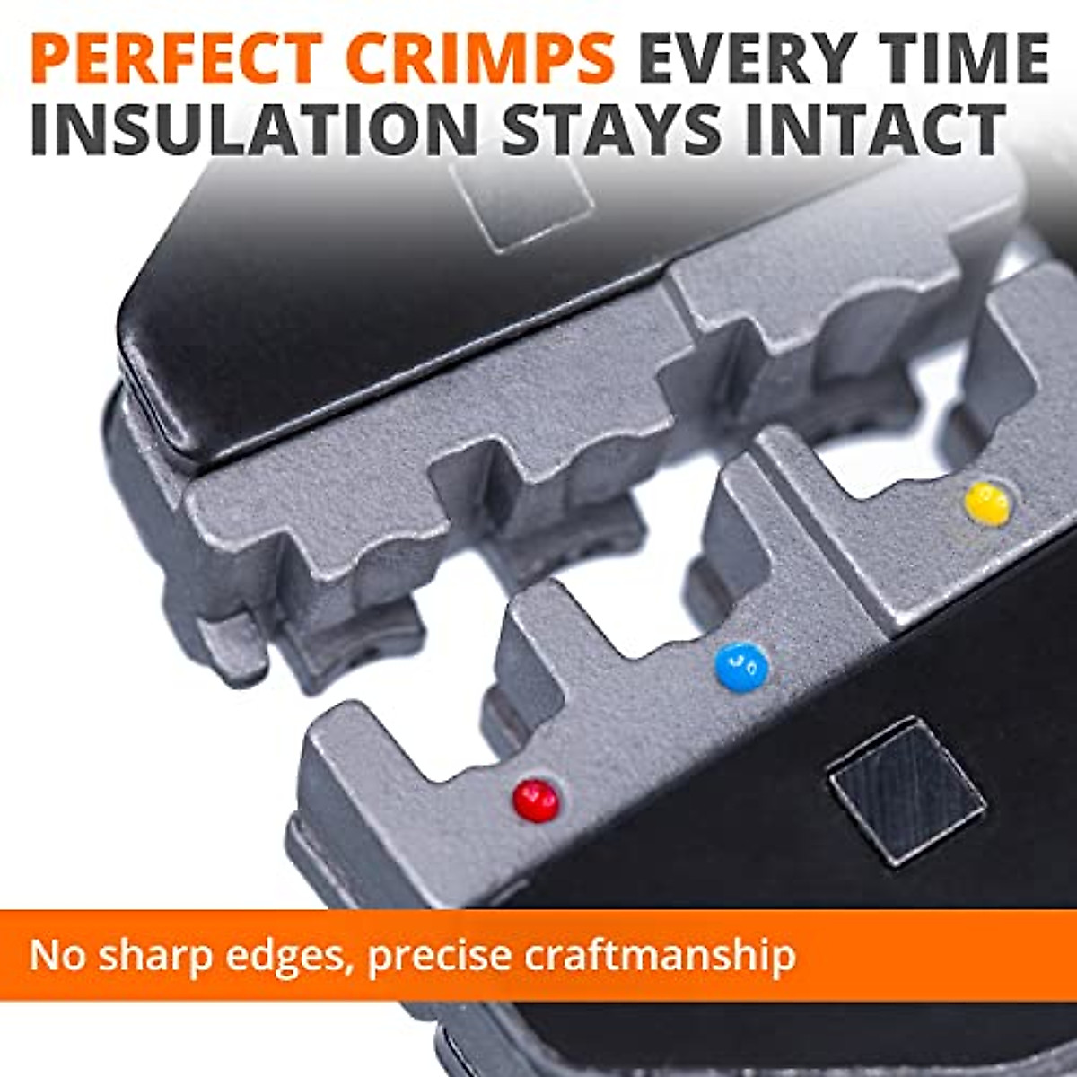 Wirefy Crimping Tool Set 8 PCS - Ratcheting Wire Crimper - Heat Shrink, Non-Insulated, Open Barrel, Flag, Ferrule Connectors