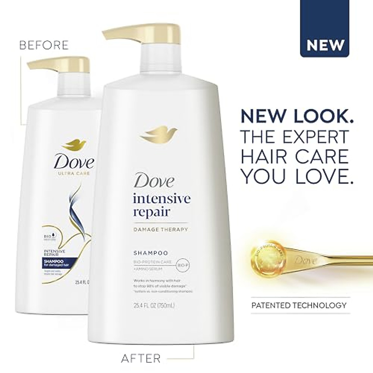 Dove Shampoo Intensive Repair for Damaged Hair Shampoo with Bio-Restore Complex 25.4 oz