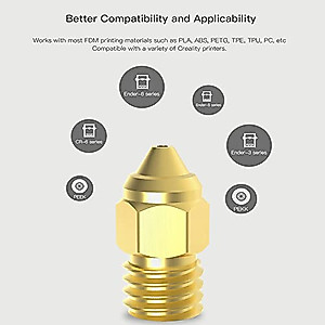 Creality Official Ender 3 S1 Nozzles, 5PCS 0.4mm MK Brass Nozzle for Ender 3 S1 Pro/Ender 3 S1 Plus Sprite Extruder and Extruder Nozzle of Ender 2 Pro/Ender 3 Neo/Ender 3 V2 Neo/Ender 3 Max Neo