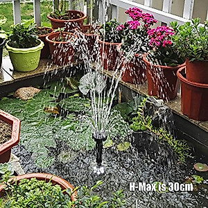 GBGS 10W 160GPH Submersible Water Pump with 2 Water Patterns (Blossom and Mushroom) Outdoor Aquarium Waterfall Fountain for Fish Tank, Pond, Garden, Yard (6 White LED, Telescopic Tube )