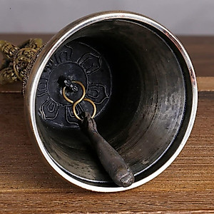 6.5" Tibetan Buddhist Meditation Bell and Dorje Set, Made in Nepal-100% Handmade Dharma Objects Copper Bell for Home Decoration for Meditation, Prayer, Reiki, Clarity, Focus, Healing Dorje Set