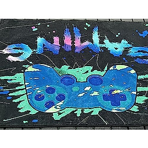 Carpet Boys Gaming Gamer Rug Gamepad Living Room Mat Gamer Bedroom Controller Rug Boys Non-Slip Doormat (Black,40x60cm16x24)