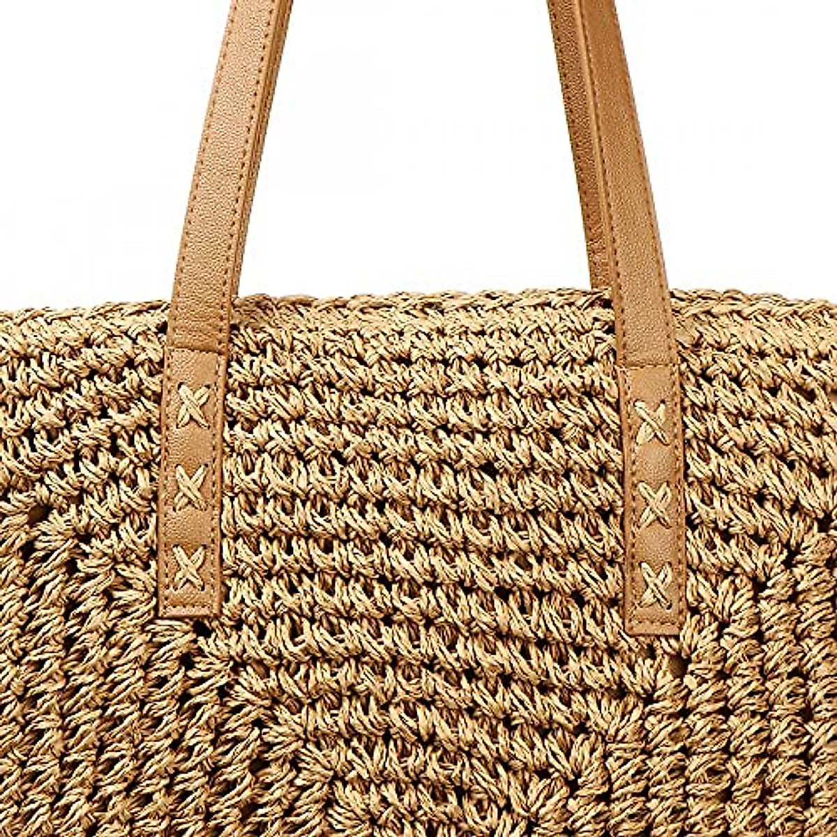 Straw Bag Handwoven Summer Beach Shoulder Bag Rattan Crossbody Purse Top Handle Bag Woven Tote for Women Gilrls (Beige)