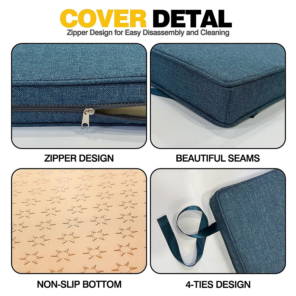 ROIPXM Custom Window Seat Cushion, Bench Cushions for Indoor Furniture with Non-Slip, 75D Thicken Spong Bench Pad Cushion, Waterproof Outdoor Seat Cushions, Garden Furniture Swing Cushion