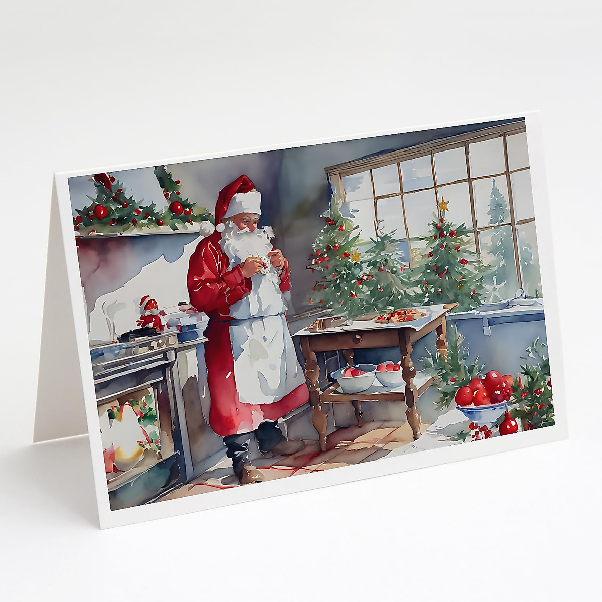 Caroline's Treasures DAC3309GCA7P Cookies with Santa Claus Greeting Cards Pack of 8 Blank Cards with Envelopes Whimsical A7 Size 5x7 Blank Note Cards