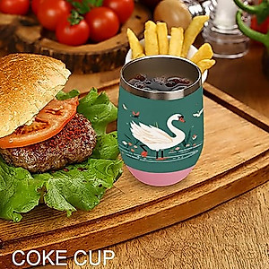 OPTKSNCU 304 Stainless Steel Insulated Cup with Lid, Ancient Flower Swan Print Durable, And Easy to Clean – Ideal for Home, Office, And Gift Giving