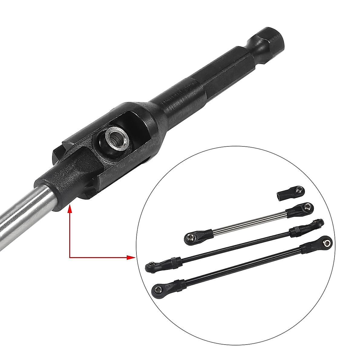 RC tool kit Quick Assembly Tool Ball Joint Wrench with 1/4'' Hex Shank Fit 5347 Rod Ends for 1/10 RC Crawler Links Building TRX4 SCX10 TF2 VS4-10 RC tool set (Rod Ends Assembly Tool Black) (Black)