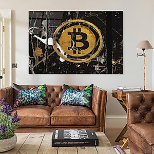 ESyem Posters Than Currency Badge Wall Art Cryptocurrency Exchange Trading Wall Art Canvas Painting Posters And Prints Wall Art Pictures for Living Room Bedroom Decor 08x12inch(20x30cm) Unframe-style