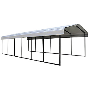 Arrow Shed CPH122907 29-Gauge Carport with Galvanized Steel Roof Panels, 12' x 29' x 7', Eggshell