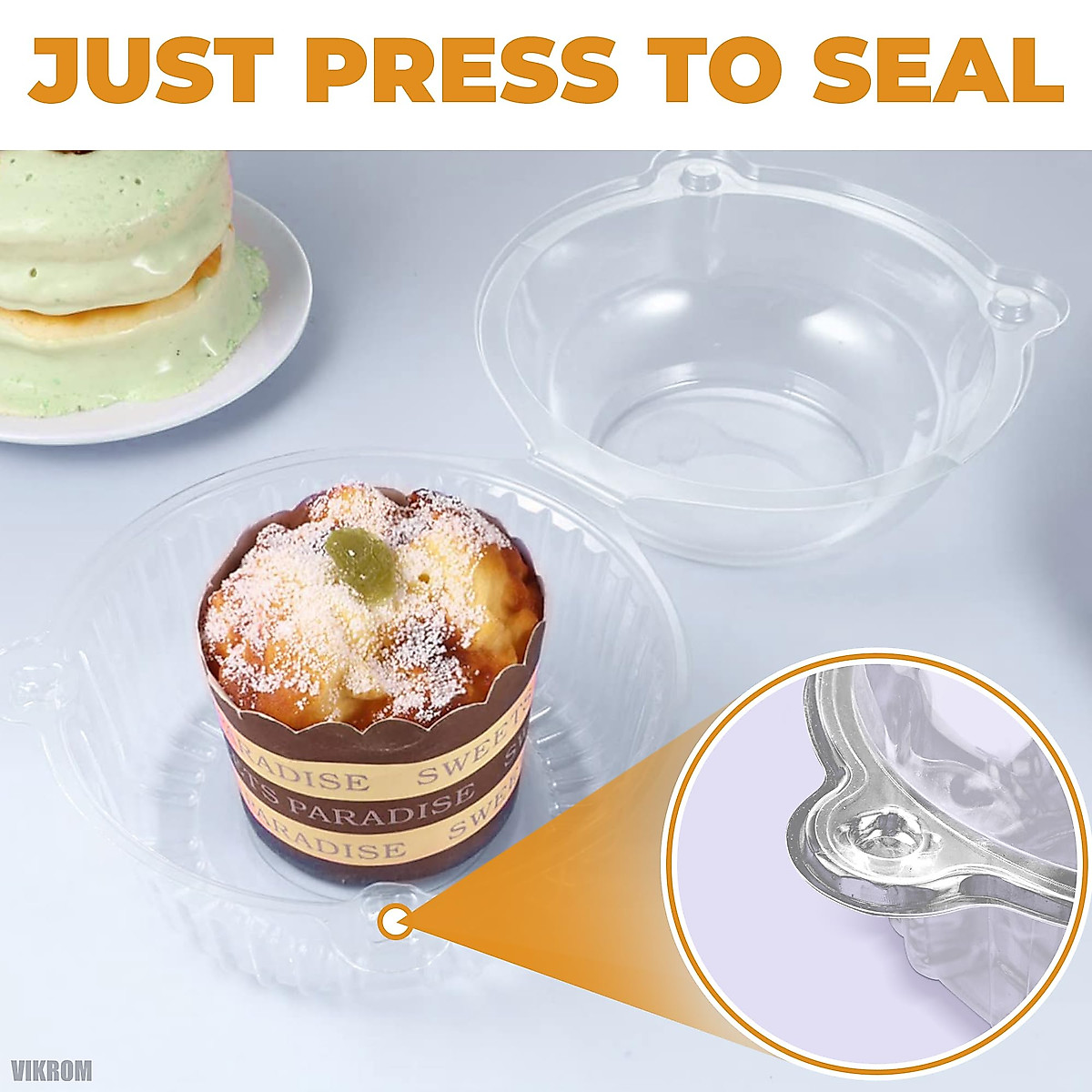 Individual Cupcake Boxes 100Pcs Plastic Container with Lid | Dessert Containers with Lids – Individual Cupcake Containers for Cupcakes & Muffin Storage Container - Plastic Cupcake Holder with Lid