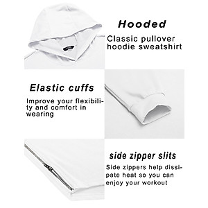 COOFANDY Men's Hooded Sweatshirt Long Sleeve Muscle Fit Stretch Fashion Active Gym Hoodie for Men, White, Large