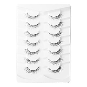 Gmagictobo Lashes Natural Short False Eyelashes Wispy Lashes Pack Light Volume Clear Band Soft Fake Eye lashes 7 Pairs Multipack