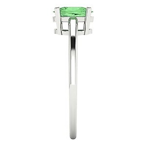 Clara Pucci 1.0 ct Oval Cut Solitaire Green Simulated Diamond Engagement Bridal Promise Anniversary Ring 18K White Gold Size 5.25