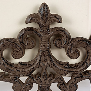 16-Inch Tall Provencial Cream Canister with Brown Metal Scrolled Base