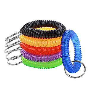 Yolev 6 Color Wrist Coil Keychain Plastic Coil Wristband Stretch Spring Spiral Coil Bracelets Key Chain Wrist Key Holder for Sauna Gym Pool ID Badge and Outdoor Sports