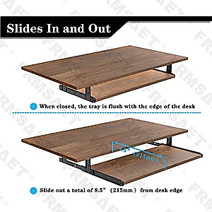 FRMSAET Furniture Accessories Office Product Suits Hardware 20/24/30 inches Keyboard Drawer Tray Wood Holder Under Desk Adjustable Height Platform. (24 inches, Brown)