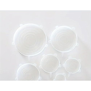 COZY HOME Silicone Lids For Food And Bowls, 6 Pcs Premium Stretch Silicone Lids For Food Storage, 6 Sizes Reusable Stretch Eco Lids For Food And Bowls White