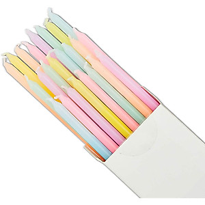 BLUE PANDA - Pastel Ombre Long Thin Birthday Cake Candles in Holders (5 in., 24 Pack)