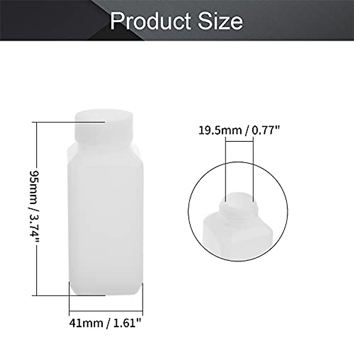 Othmro 10pcs 100ml/3.38oz Plastic Lab Chemical Reagent Bottles,10pcs 19.5mmx95mm(IDxH) Square Wide Mouth Liquid/Solid Sample Storage Container Sealing Bottles Translucent with Cap