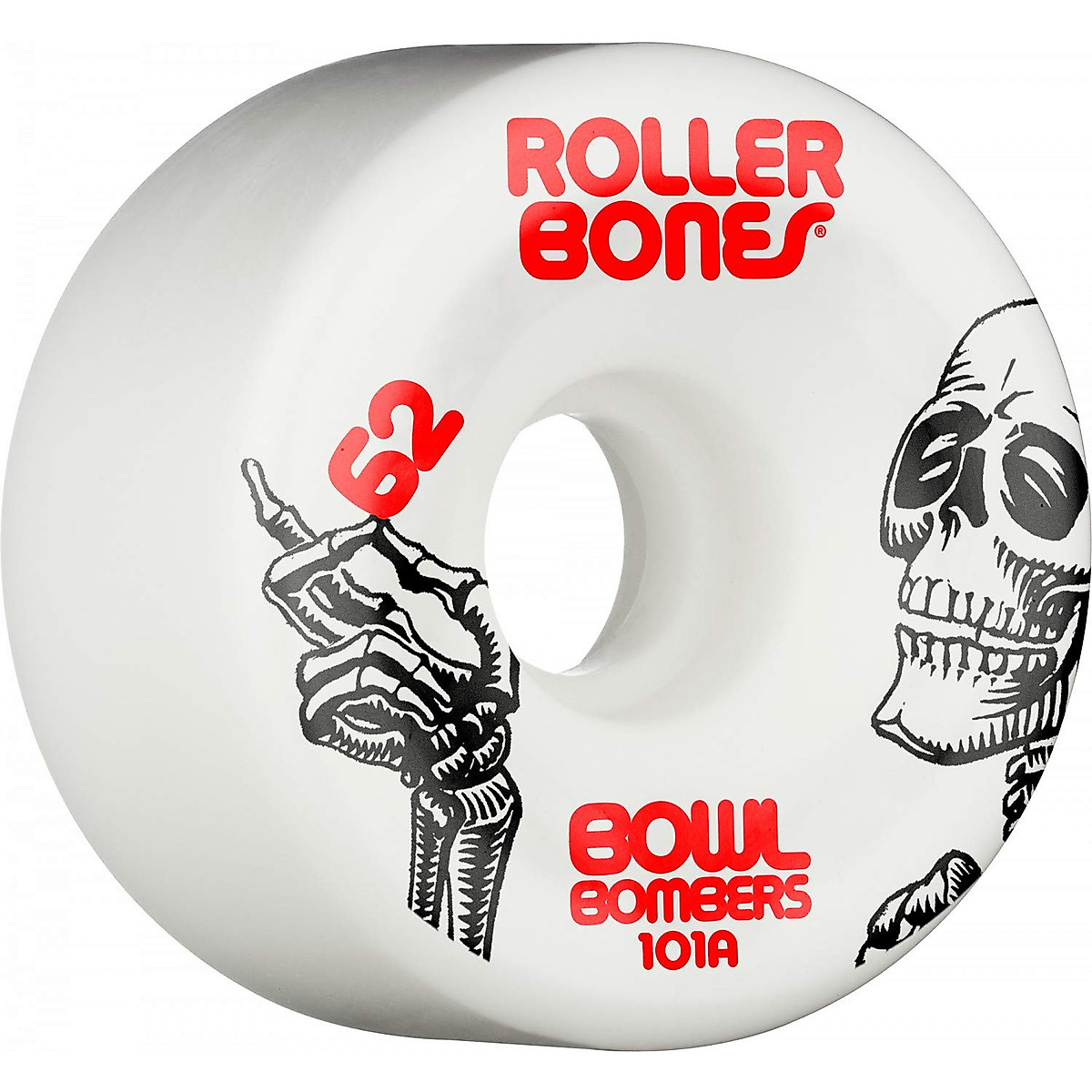 Rollerbones Quad Wheels Bowl Bombers 101a Wheels Skateboard, Unisex_Adult, White, 62 cm