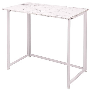 Leopard Outdoor Products Folding Computer Desk for Small Spaces, Space-Saving Home Office Desk, Foldable Computer Table, Laptop Table, Writing Desk, Compact Study Reading Table (Marble White)