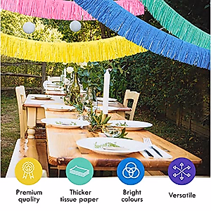 Tissue Paper Fringe Tassel Party Garland - Perfect Backdrop for All Events & Occasions (6-Count, Pastel Mix)
