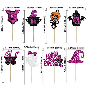 Gyufise 24Pcs Halloween Baby Shower Cupcake Toppers A Baby Is Brewing Cupcake Picks Witch Pregnant Women Halloween Gneder Reveal Cupcake Decorations Party Supplies Purple
