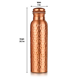 Hammered Pure Copper Bottle Vessel For Drinking Water Drink More Water Ayurvedic Health Benefits Copper Bottle Leak Proof For Yoga, Sports & Exercise. Daily Use For People