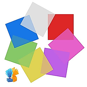 120 Pcs Cellophane Sheets, 6x6 Inches Cello Sheets Colored Cellophane Wrap Colored Transparency Sheets for Candy, DIY Arts Crafts