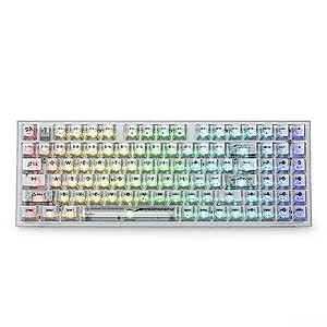 Redragon K658 PRO SE 90% 3-Mode Wireless RGB Gaming Keyboard, 94 Keys Full-Transparent Mechanical Keyboard w/Hot-Swap Socket, Sound Absorbing Foams, Full Numpad & Custom Switch