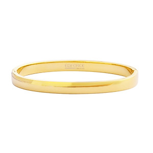 Edforce Stainless Steel Women's 18k Gold Plated Stackable Bangle Bracelet Hinged Oval-Shape (Gold, Medium 6.75" Inches)