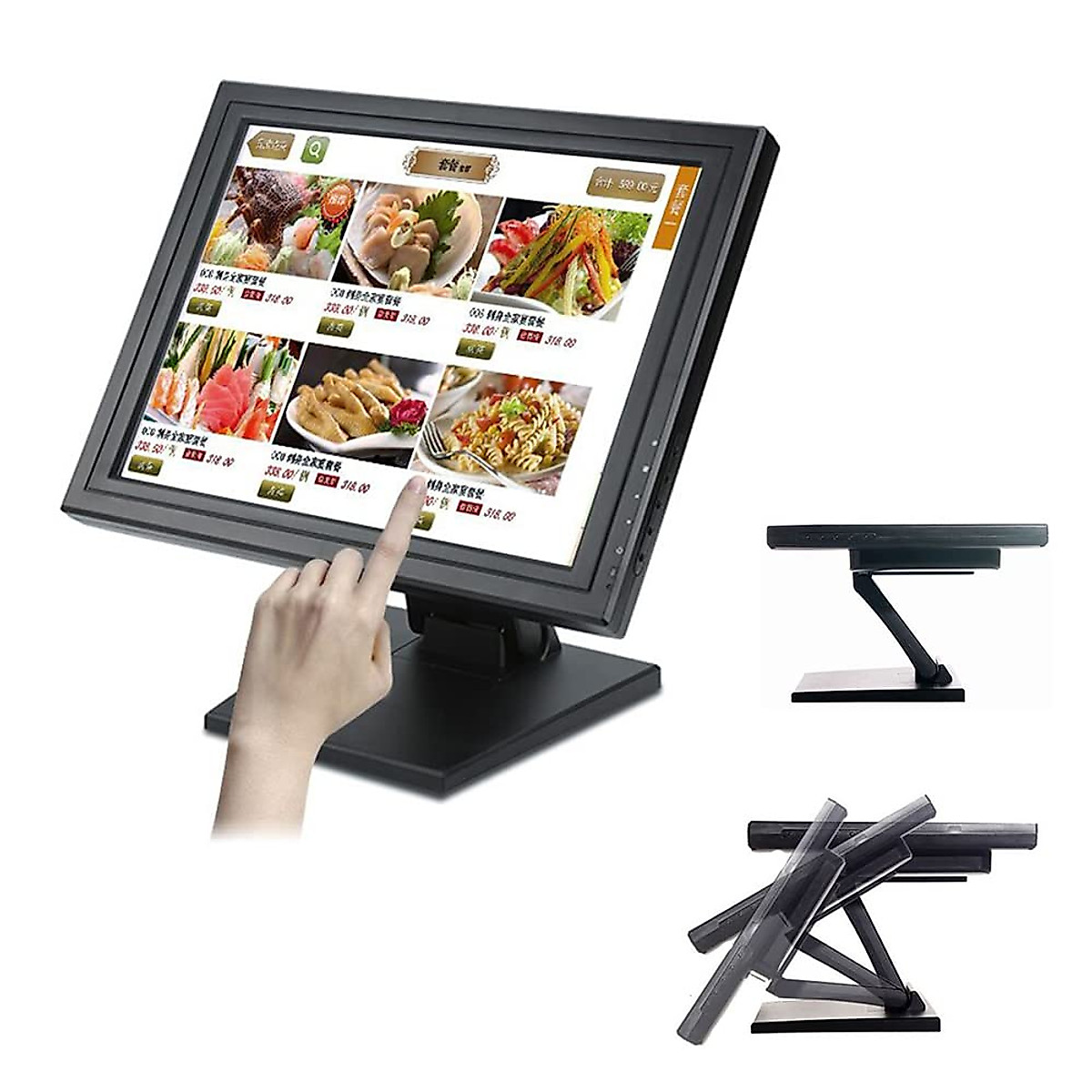 17 Inch Touch Screen Monitor Capacitive Multi-Touch Monitor with Multi-Position POS Stand for Office, POS, Retail, Restaurant, Bar, Gym, Warehouse