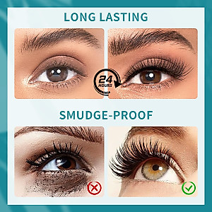 FYEBOO [2023 New] Thickening Mascara Fiber Lash Mascara Extension Voluminous, Long-Lasting Waterproof & Smudge-Proof Mascara, No Flaking/No Clumping, Black Mascara 8g