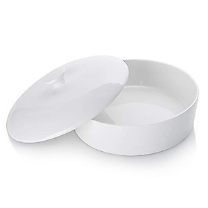 Sweese 740.101 Porcelain Tortilla Warmer, Hold up to 12 Tortillas, Ceramic Tortilla Server, Tortilla Holder with Lid for Taco Tuesday Night, Mexican Fiesta Party - Microwave & Oven Safe, White