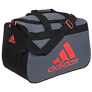 adidas Diablo Small Duffel, Sports Duffle Gym Bags for Men or Women, Onix Grey/Black/Solar Red, One Size