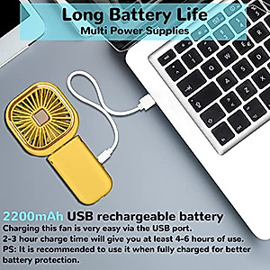 GAITIR Handheld Mini Fan, 3 IN 1 Small Portable Fan, USB Rechargeable Folding Personal Fans with Strong Airflow 2 Speeds, Lanyard, Multi-Functional, 4 Colorful, Foldable Hanging Desk fan