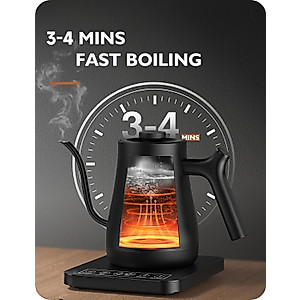 Gooseneck Electric Kettle Temperature Control Large LCD Screen Quick Boiling Pour Over Kettle for Coffee & Tea Anti-dry Protection, Stainless Steel Inner Water Boiler, 4H Warm Function
