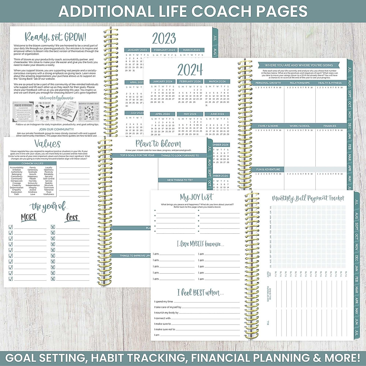 bloom daily planners 2023-2024 Pocket Planner - 4” x 6” - (July 2023 - July 2024) - MINI Weekly/Monthly Agenda Organizer & Calendar Book - Daydream Believer, Pink & Blue