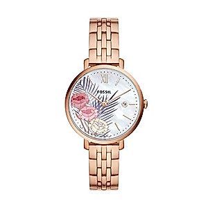 Fossil Women's Jacqueline Quartz Stainless Steel Three-Hand Watch, Color: Rose Gold (Model: ES5275)