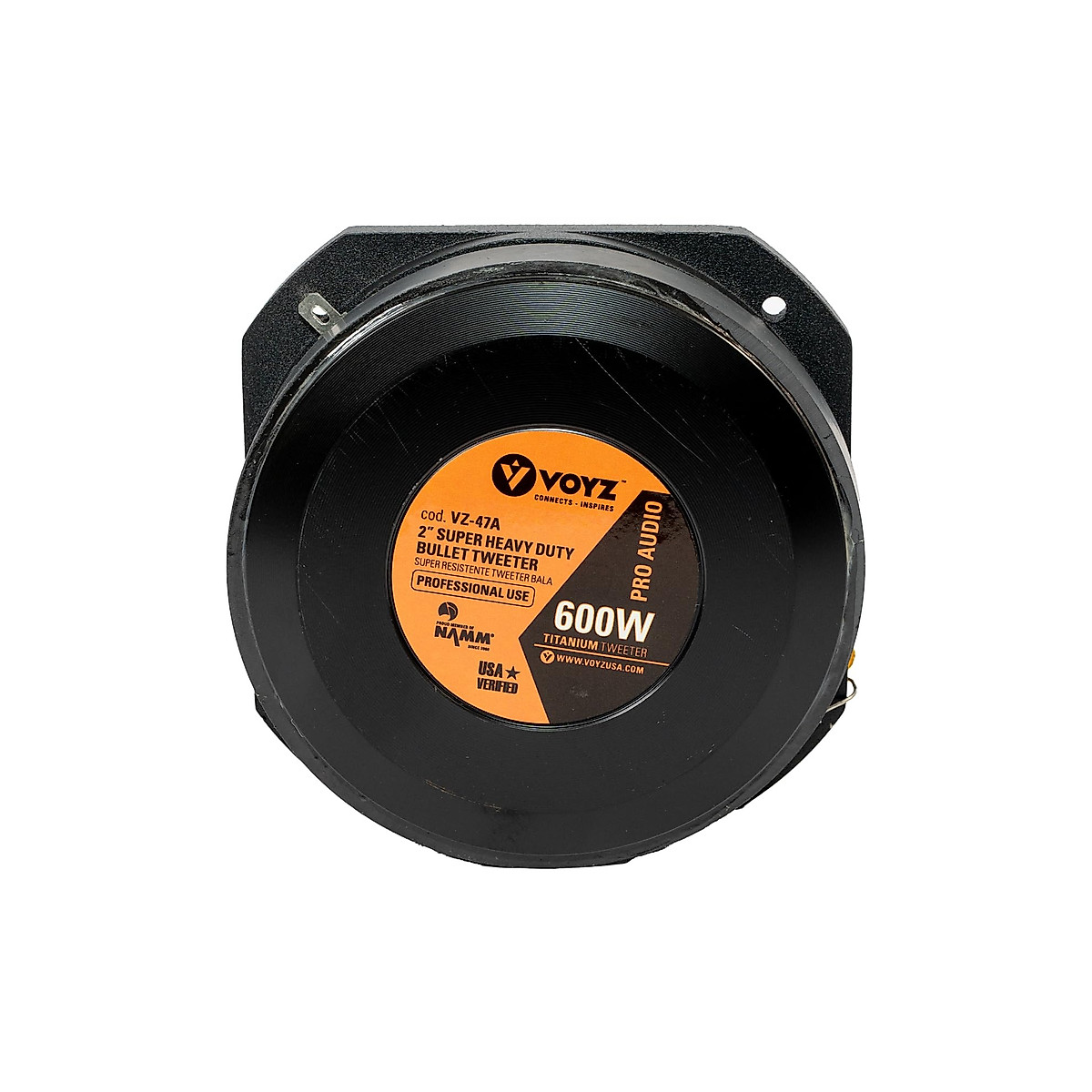 VOYZ 600 Watt Super Tweeter 2KHz - 25KHz - 5” Supper Bullet Tweeter - Heavy Duty Super Strong Ferrite Magnet Tweeter with Titanium Diaphragm 4-8 ohms Includes Crossover Capacitor (VZ-47A)