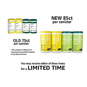 Amazon Basics Disinfecting Wipes, Lemon & Fresh Scent, Sanitizes/Cleans/Disinfects/Deodorizes, White, 85 Count, Pack of 4 (Previously Solimo)