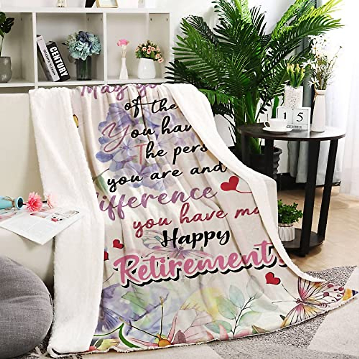 Retirement Gifts for Women 2023, Best Retirement Gifts for Mom Grandma Wife Boss, Farewell Gifts for Coworkers, Ultra-Soft Floral Happy Retirement Throw Blanket for Teachers,Nurses, 60"x 50"