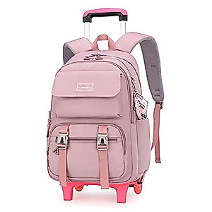 ZHANAO Rolling Backpack Luggage BookBag with Wheels Trolley Bag Wheeled Travel Backpack for Girls & Boys Trolley Bag