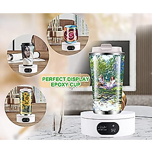 Turner Cup Rotating Display Stand for Epoxy Glitter Tumbler, 360 Degree Automatic Mute Rotating Turntable, Bling Bling Tumbler Making Supplies Spinner for Photography Products