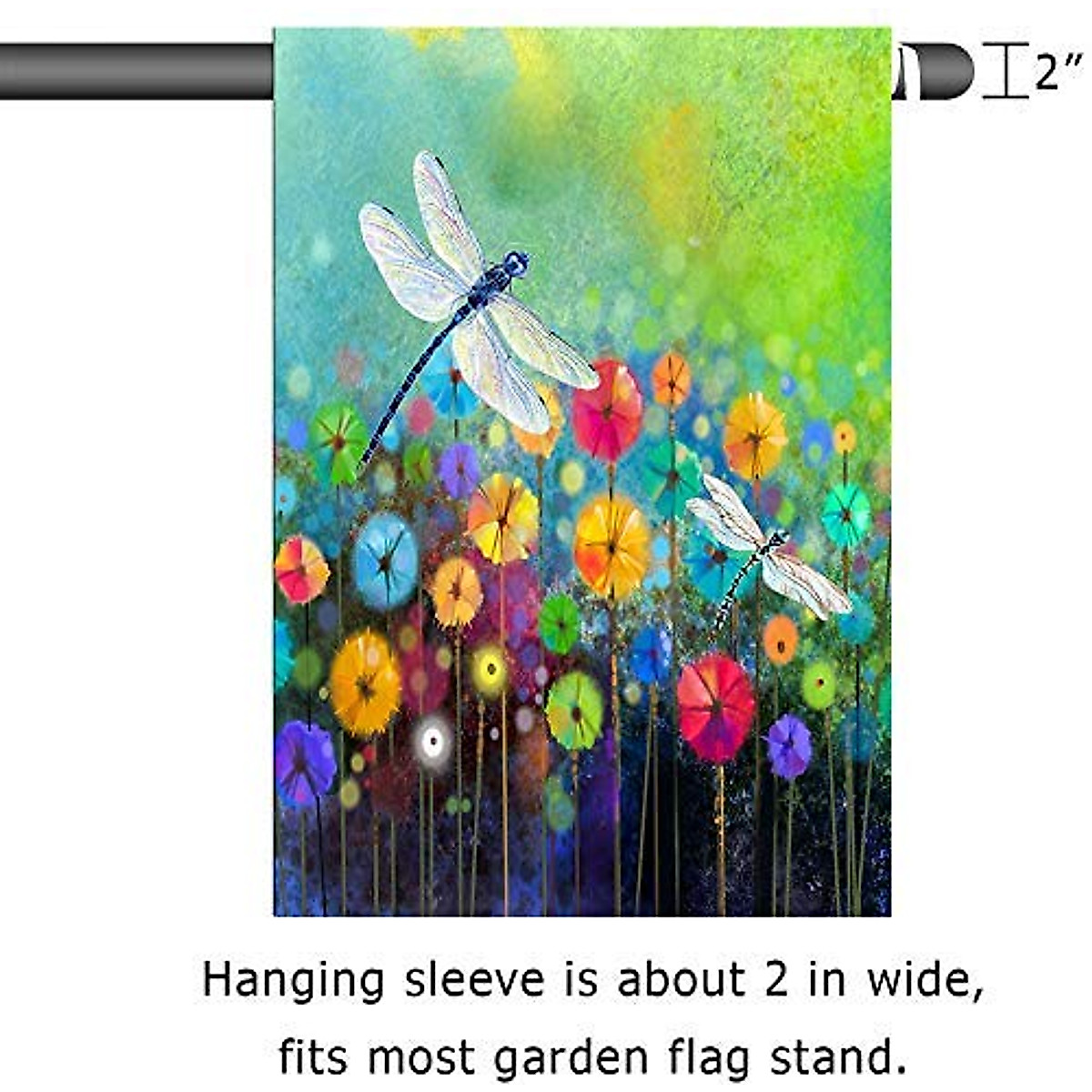 Flowers Garden Flag Dragonfly House Flag Spring Welcome Garden Flags 12 x 18 Double Sided Floral Flags for Patio Lawn Home Outdoor Decor